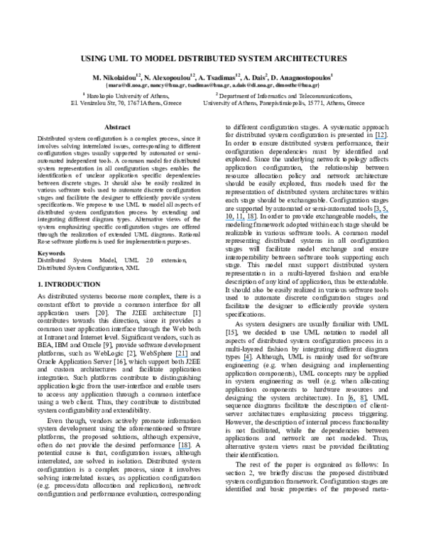 (PDF) Using UML to Model Distributed System Architectures
