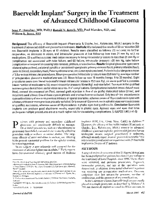 (PDF) Baerveldt implant surgery in the treatment of advanced childhood ...
