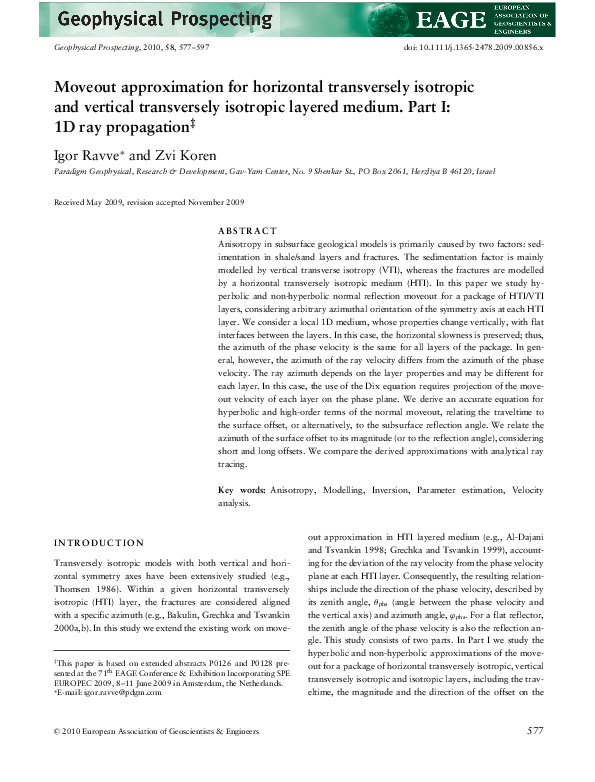 (PDF) Moveout approximation for horizontal transversely isotropic and ...