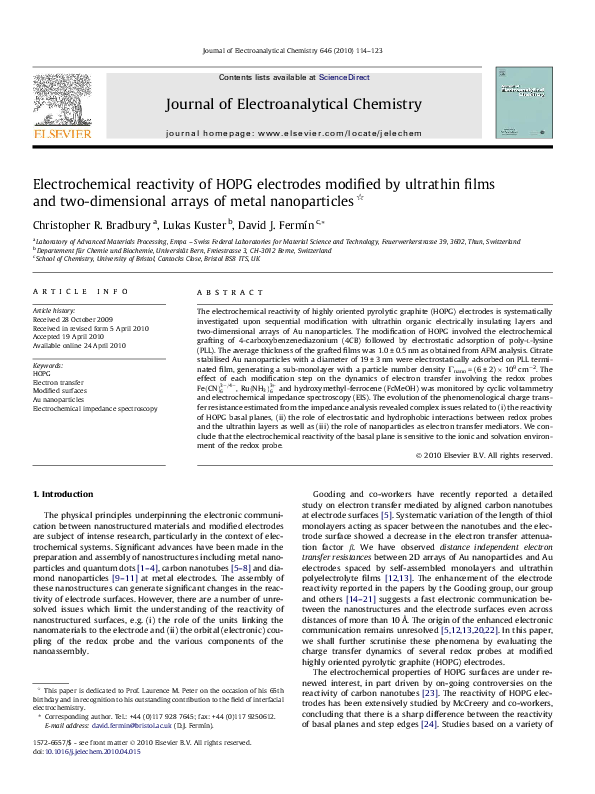 (PDF) Electrochemical reactivity of HOPG electrodes modified by ...
