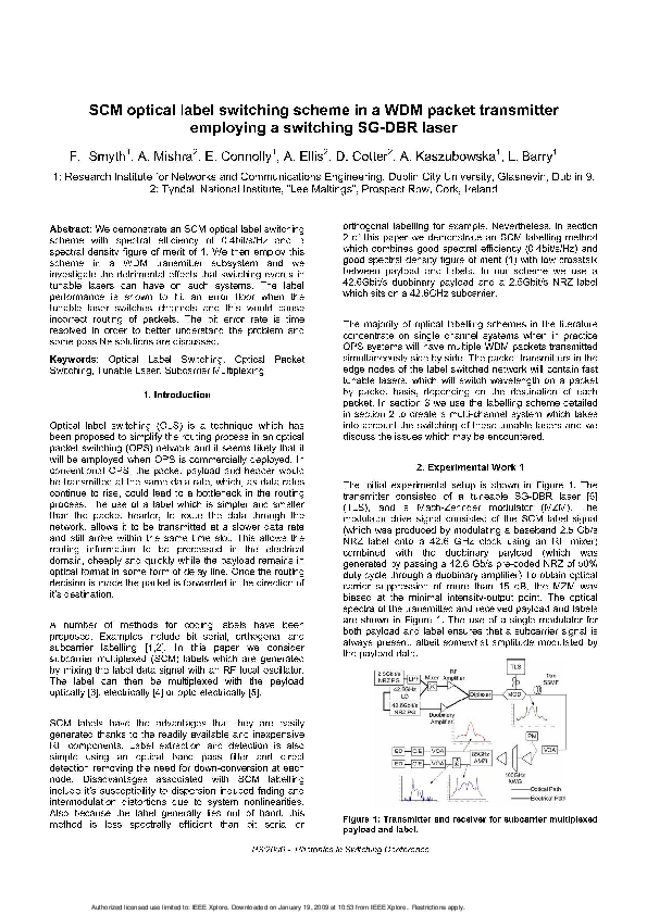 (PDF) SCM optical label switching scheme in a WDM packet transmitter employing a switching SG ...