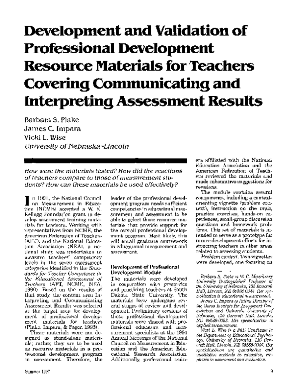(PDF) Development and Validation of Professional Development Resource ...