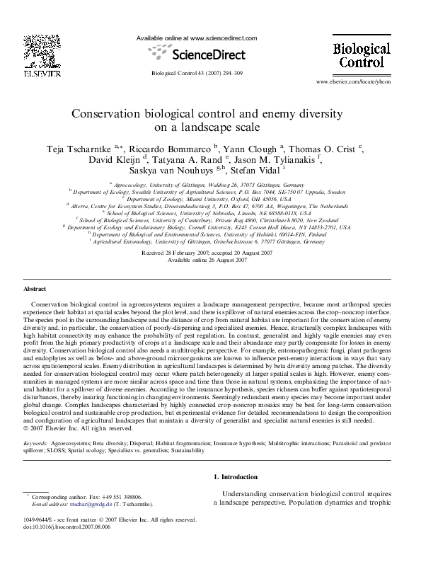 (PDF) Reprint of “Conservation biological control and enemy diversity ...