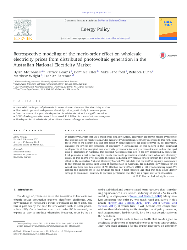 (PDF) Retrospective modeling of the merit-order effect on wholesale ...