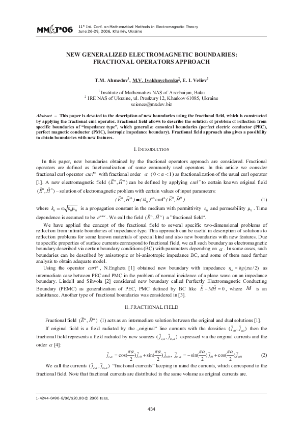 Pdf New Generalized Electromagnetic Boundaries Fractional Operators