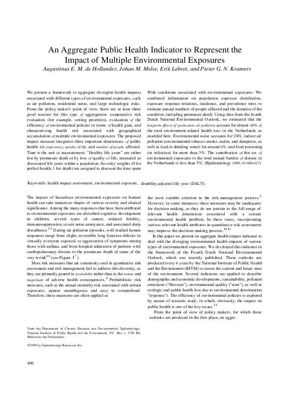 (PDF) An Aggregate Public Health Indicator to Represent the Impact of ...