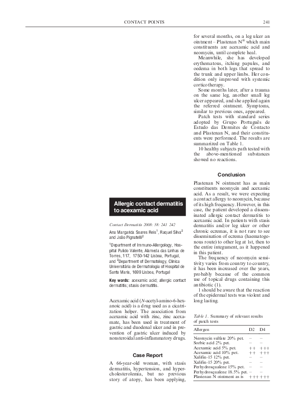 (PDF) Allergic contact dermatitis to acexamic acid