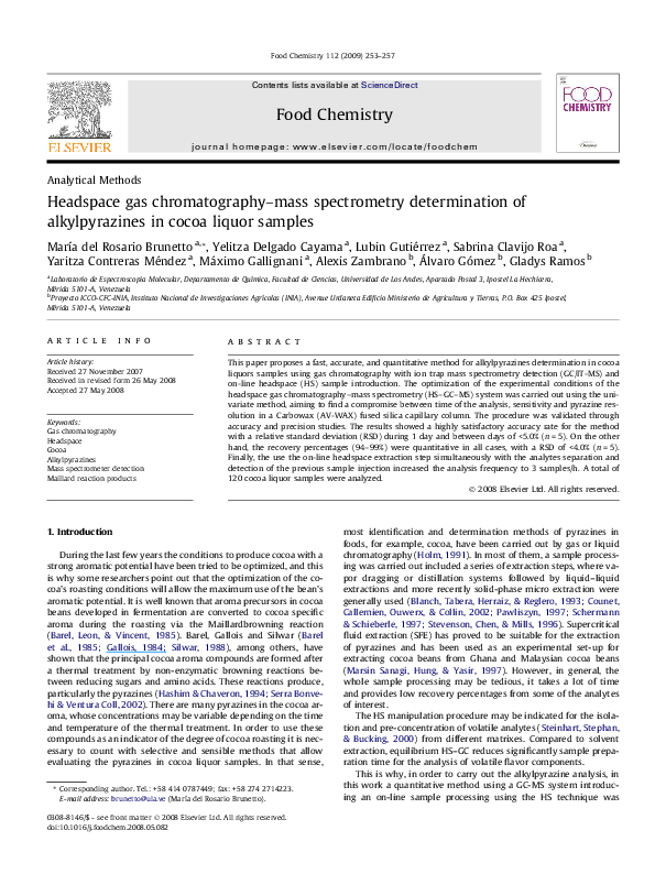 (PDF) Headspace gas chromatography–mass spectrometry determination of ...