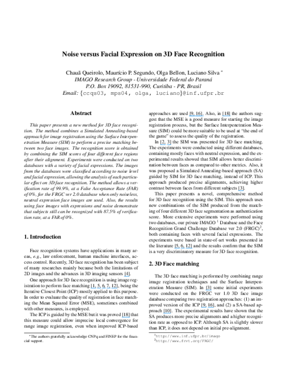 (PDF) Noise versus Facial Expression on 3D Face Recognition
