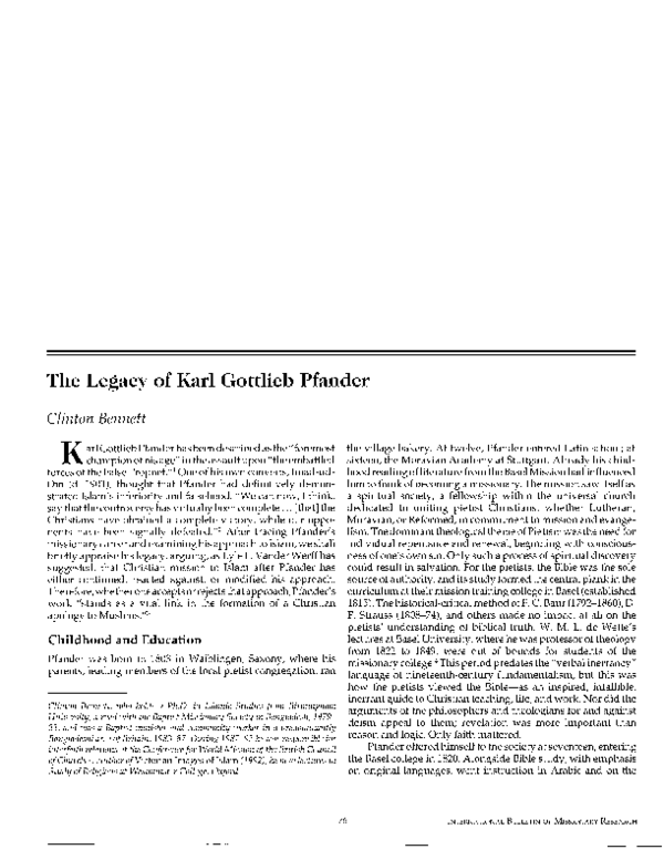 (PDF) The Legacy of Karl Pfander