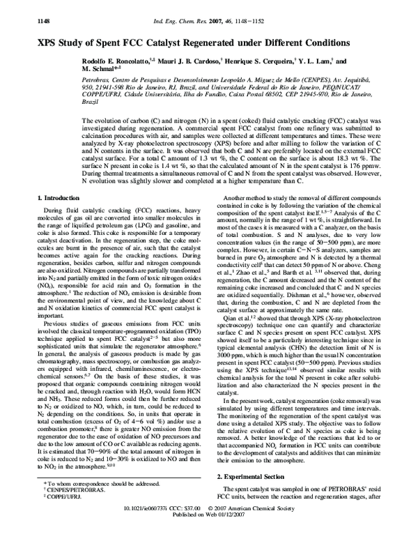 (PDF) XPS Study of Spent FCC Catalyst Regenerated under Different ...