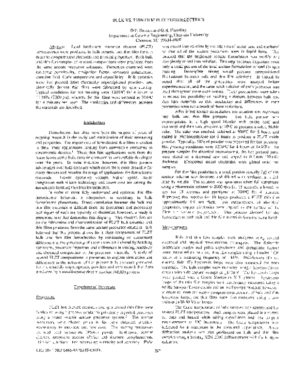 (PDF) Bulk vs. thin film PLZT ferroelectrics