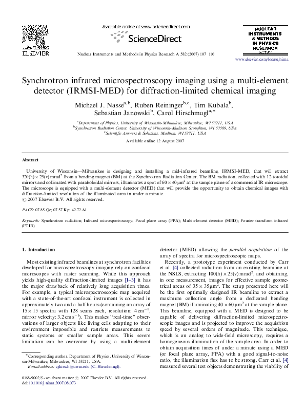 (PDF) Synchrotron infrared microspectroscopy imaging using a multi ...