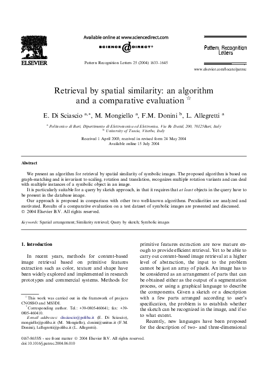 Pdf Retrieval By Spatial Similarity An Algorithm And A Comparative Evaluation