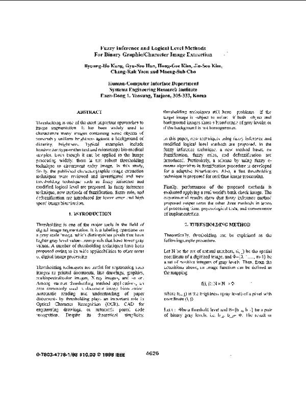 Pdf Fuzzy Inference And Logical Level Methods For Binary Graphic