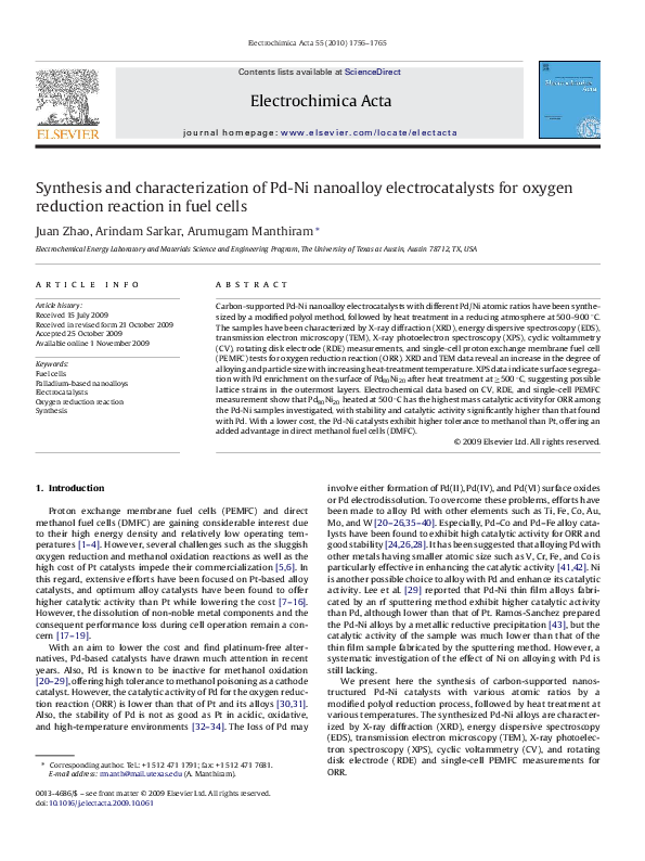 (PDF) Synthesis and characterization of Pd-Ni nanoalloy electrocatalysts for oxygen reduction ...