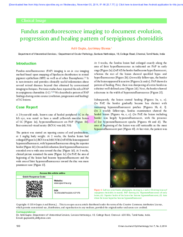 (PDF) Fundus autofluorescence imaging to document evolution ...