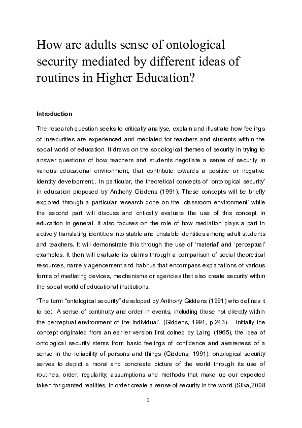 (DOC) How are adults sense of ontological security mediated by ...