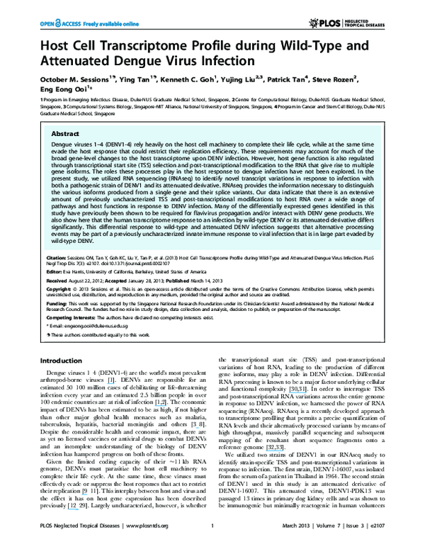 (PDF) Host Cell Transcriptome Profile during Wild-Type and Attenuated ...