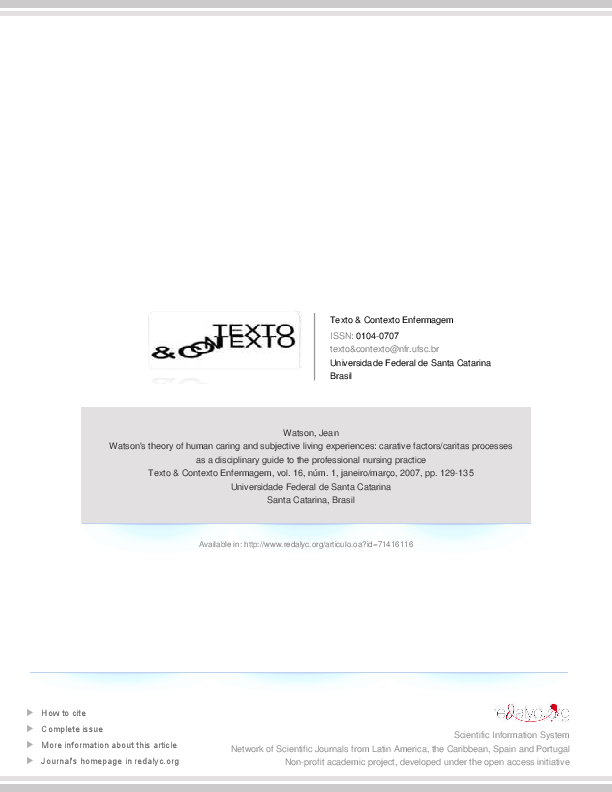 (PDF) Watson s theory of human caring and subjective living experiences ...