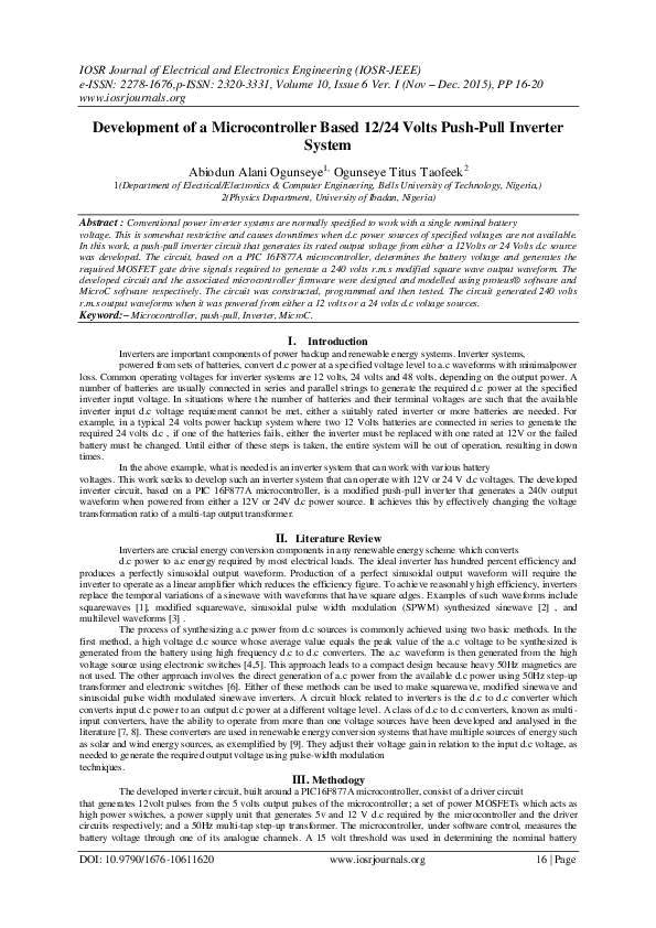(PDF) Development of a Microcontroller Based 12/24 Volts Push-Pull ...