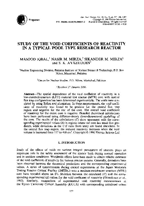 (PDF) Study of the void coefficients of reactivity in a typical pool ...