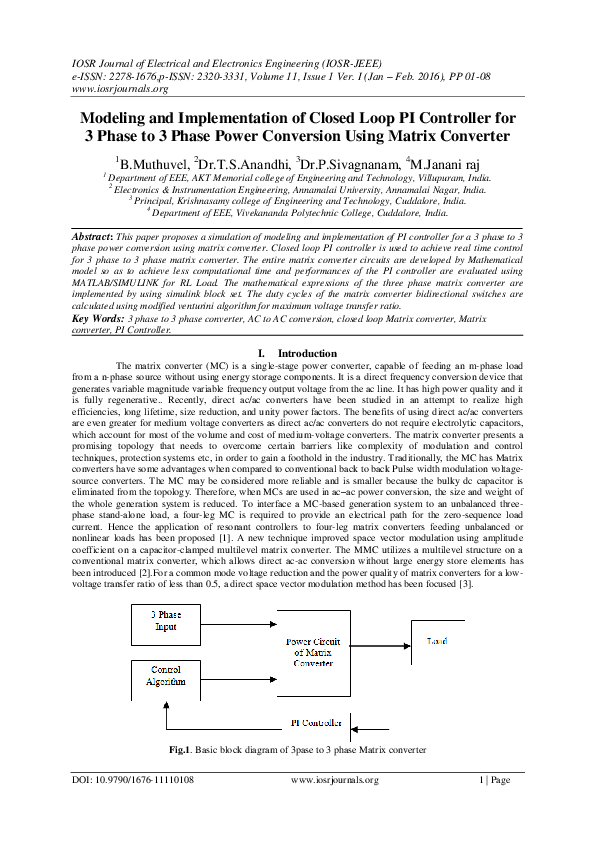 Pdf Modeling And Implementation Of Closed Loop Pi Controller For 3