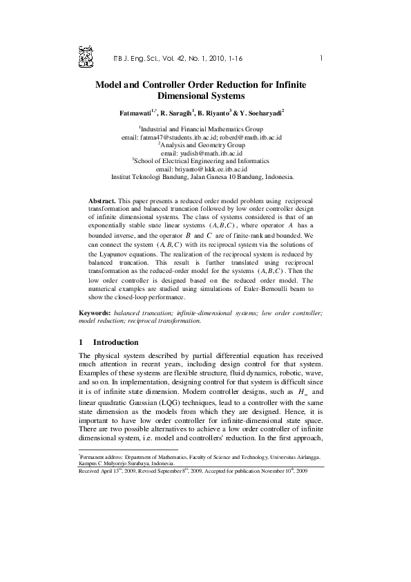 Pdf Model And Controller Order Reduction For Infinite Dimensional Systems