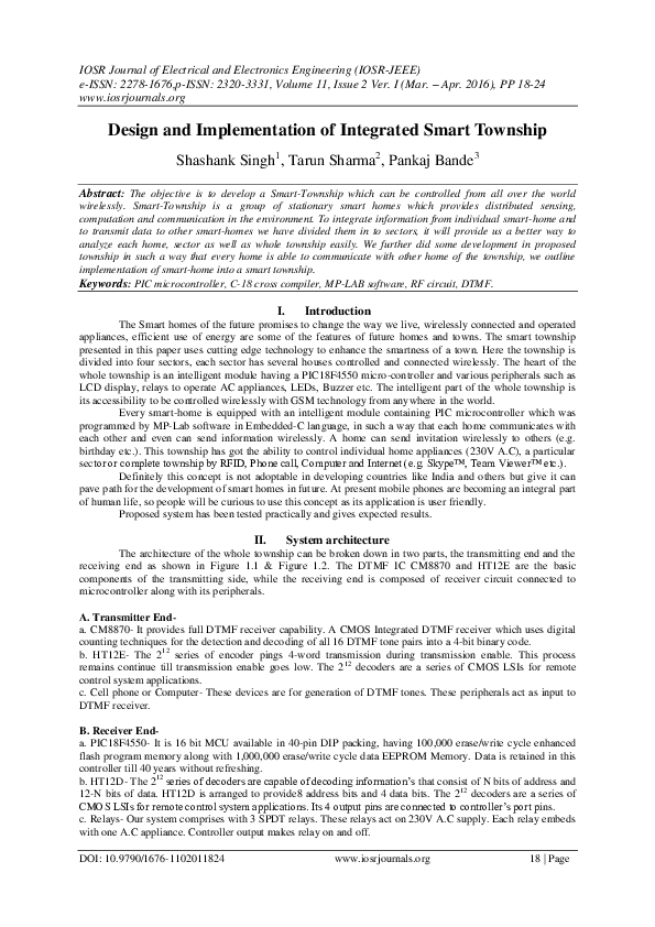 (PDF) Design and Implementation of Integrated Smart Township