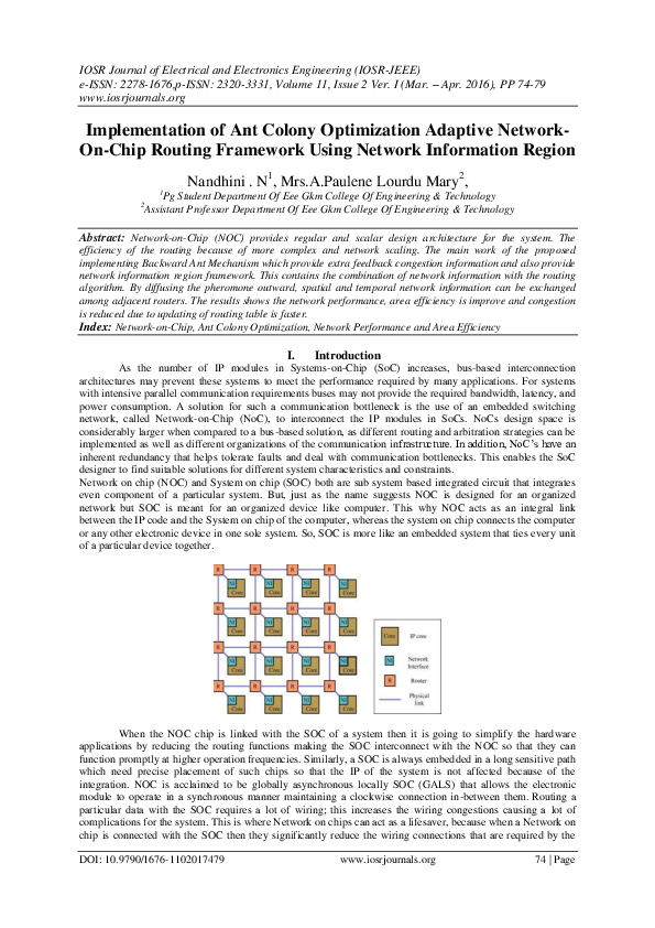 (PDF) Implementation of Ant Colony Optimization Adaptive Network- On-Chip Routing Framework ...