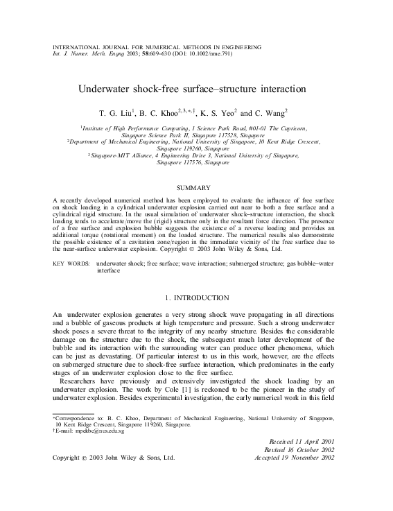 (PDF) Underwater shock-free surface-structure interaction