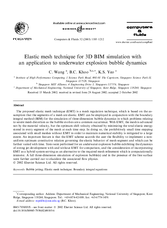(PDF) Elastic mesh technique for 3D BIM simulation with an application to underwater explosion ...
