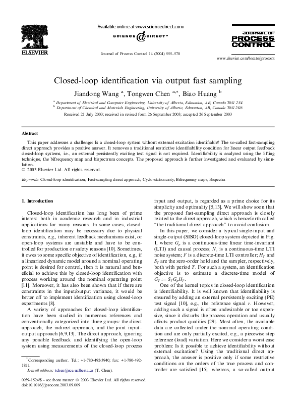 (PDF) Closed-loop identification via output fast sampling
