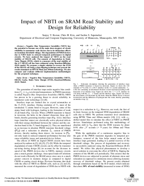 (PDF) Impact of NBTI on SRAM Read Stability and Design for Reliability