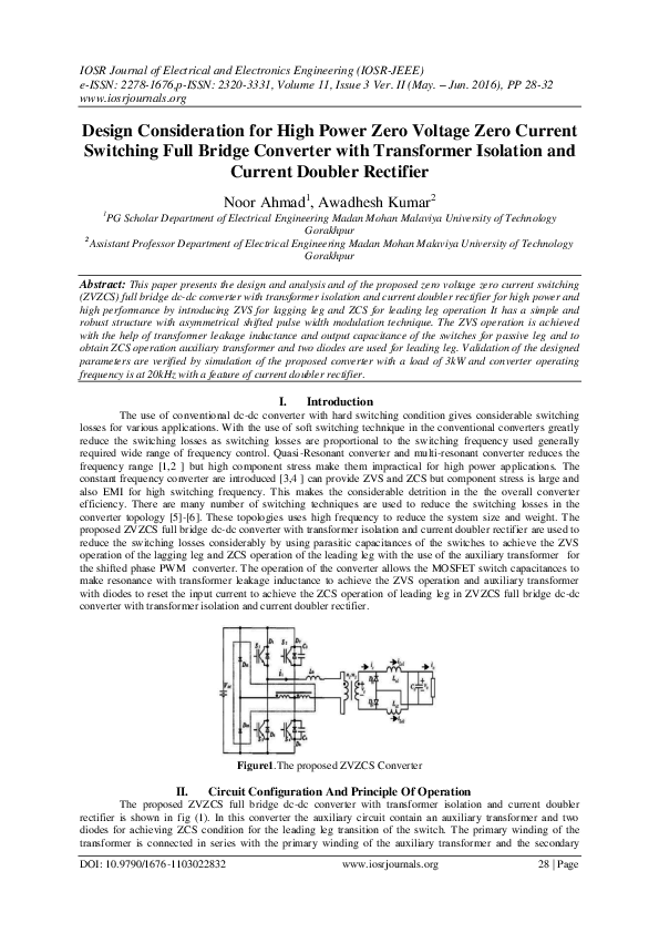 Pdf Design Consideration For High Power Zero Voltage Zero Current Switching Full Bridge