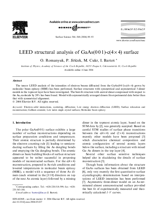 (PDF) LEED structural analysis of GaAs(001)-c(4×4) surface