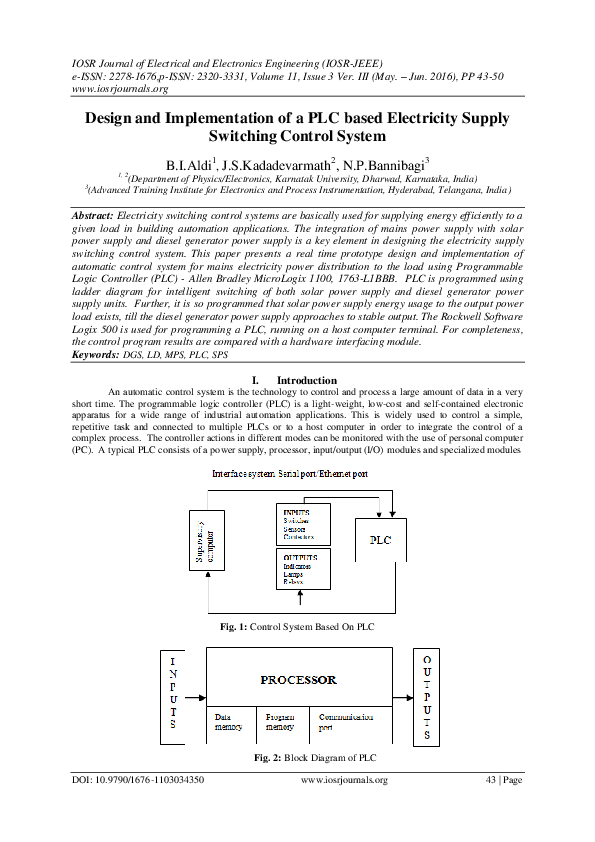 Pdf Design And Implementation Of A Plc Based Electricity Supply Switching Control System