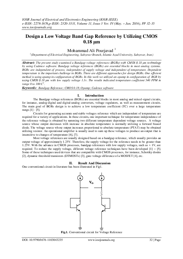 (PDF) Design a Low Voltage Band Gap Reference by Utilizing CMOS 0.18 μm