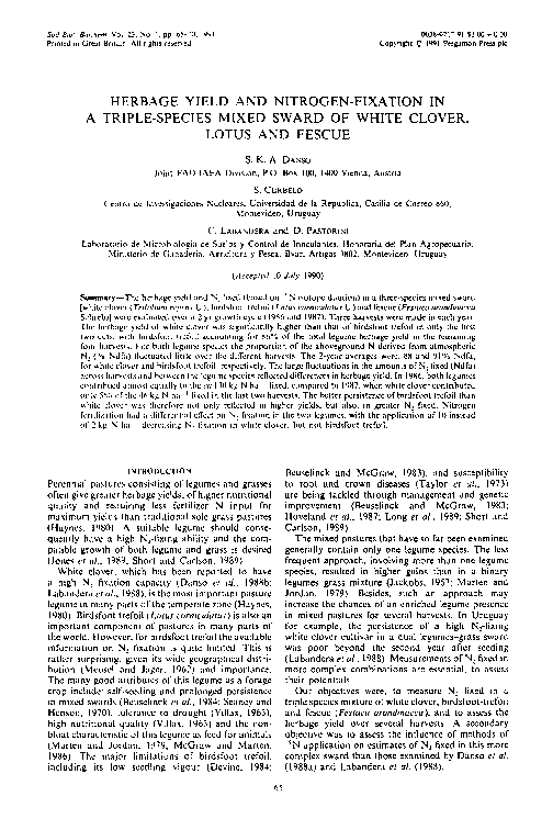 (PDF) Herbage yield and nitrogen-fixation in a triple-species mixed ...