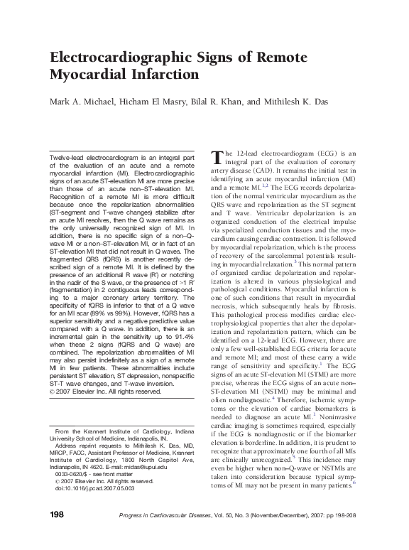 (PDF) Electrocardiographic Signs of Remote Myocardial Infarction