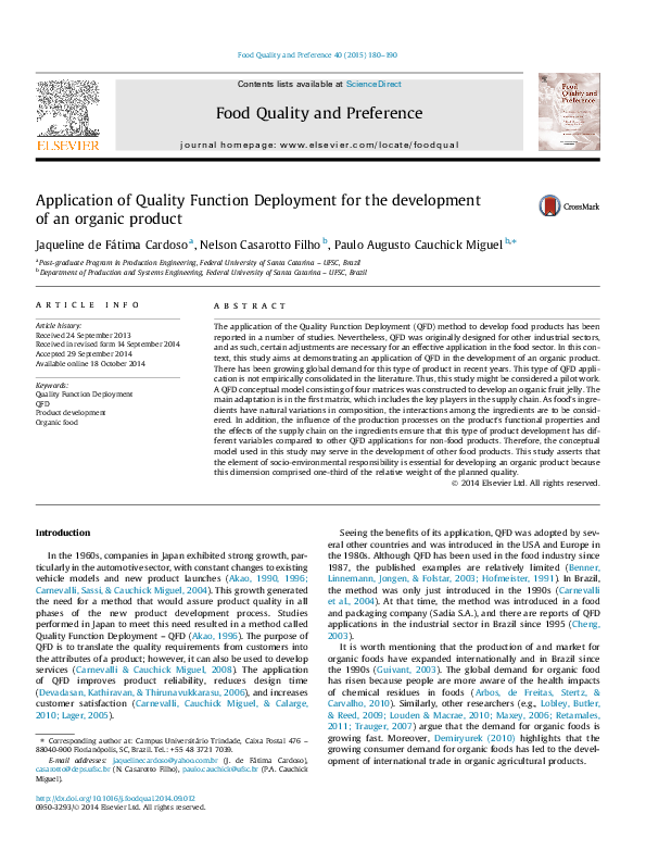(PDF) Application of Quality Function Deployment for the development of ...