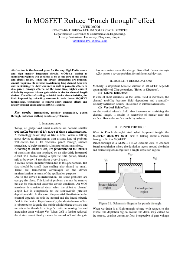 (PDF) In MOSFET Reduce ―Punch through effect