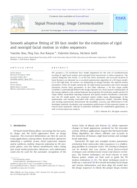 (PDF) Smooth adaptive fitting of 3D face model for the estimation of rigid and nonrigid facial ...