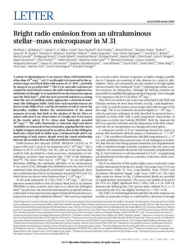 (PDF) Bright radio emission from an ultraluminous stellar-mass microquasar in M 31