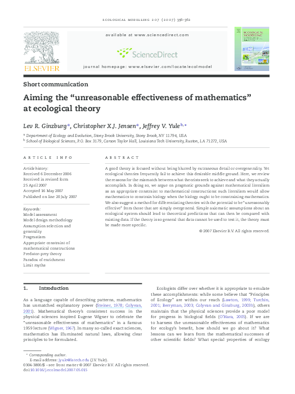 (PDF) Aiming the “unreasonable effectiveness of mathematics” at ...