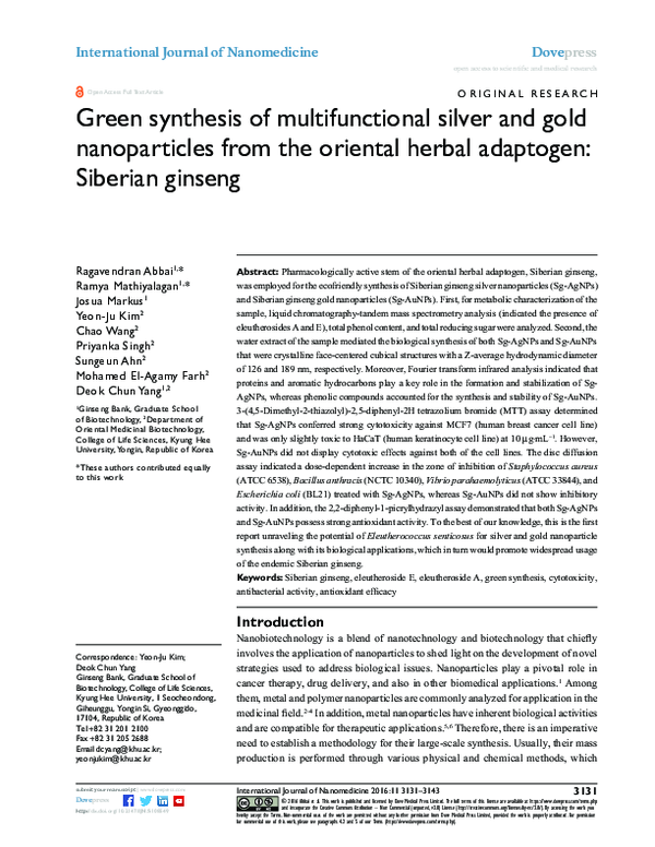 (PDF) Green synthesis of multifunctional silver and gold nanoparticles ...