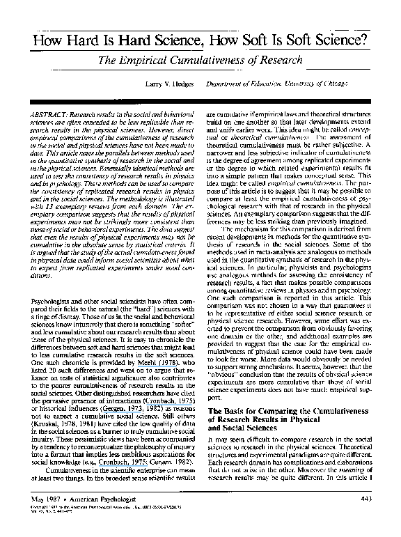 (PDF) How hard is hard science, how soft is soft science? The empirical ...