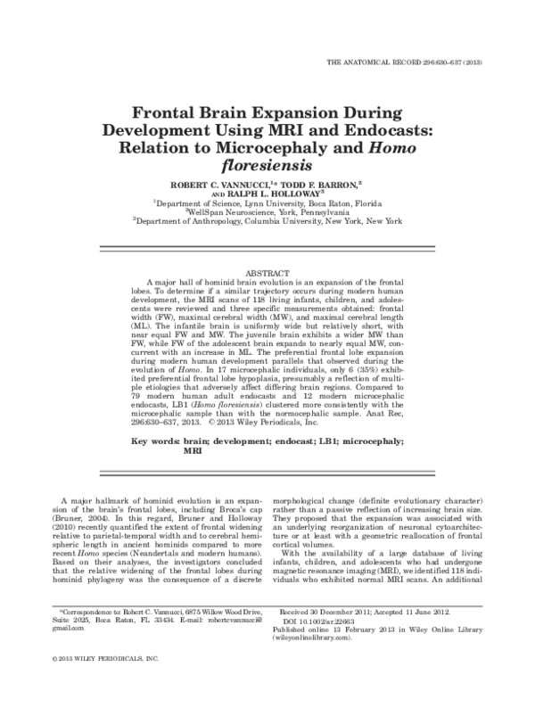 (PDF) Frontal brain expansion during development using MRI and ...