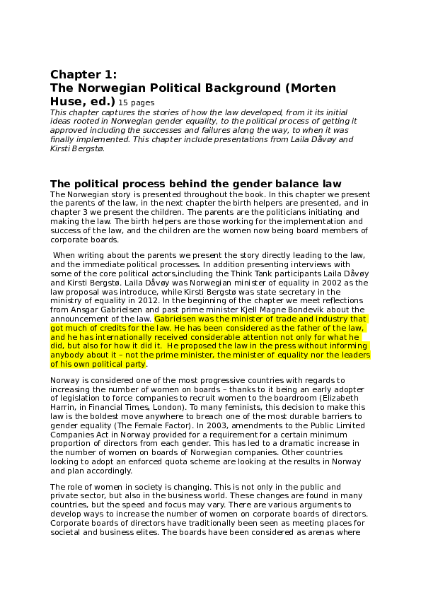 (DOC) 1. The political process behind the gender balance law | Morten ...