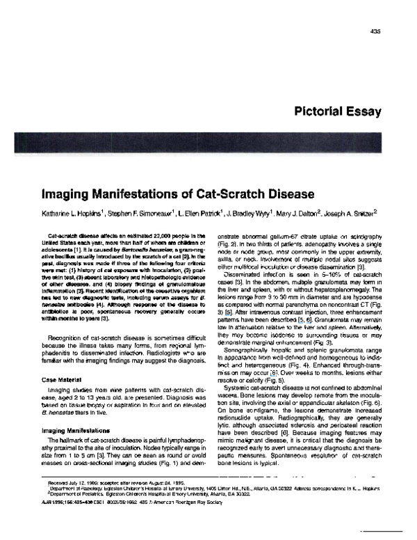 (PDF) Imaging manifestations of cat-scratch disease